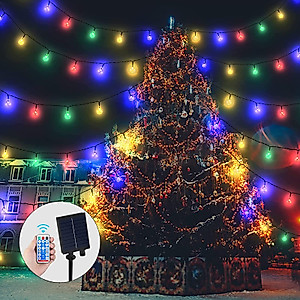 Solar String Lights Patio Lights LED Halloween String Lights for Outside Garden Yard Party Wedding Christmas Decoration Waterproof with Remote 25ft 60 LED