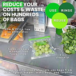 REUSABLE STORAGE BAGS BUNDLE by Smelly Proof - USA Made Easy Clean, Dishwasher-Safe, 3-mils Thick, PEVA & BPA FREE, CLEAR FLAT 20-Pack (10 MEDIUM 6.5" x 7.5", 10 EXTRA SMALL 4" x 3")