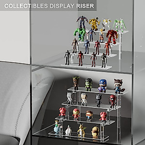 Acrylic Risers Display Stands, Clear Perfume Organizer, 4 Tier Diaplay Riser Shelf Compatible with Funko POPs Amiibo Nendoroids, Lotion Holder Cupcake Stand Shot Glass Display Tiered Table Shelf Stand