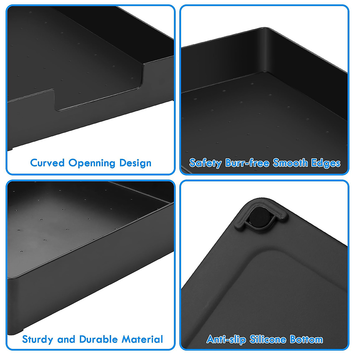 EsOfficce Letter-Size Tray, 2PCS Plastic Stackable A4 Paper Tray, Desk Drawer Organizer, Multi-use Large Storage Basket for Office Home Supplies,13 x 9.6 inch