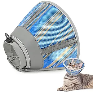 Supet Cat Cone Collar Soft, Air Mesh Cat Recovery Cone After Surgery to Stop Licking, Adjustable Breathable Cat Neck Cone Alternative for Small Kitten Cats, Lightweight Cat Head Cone Anti Scratch (M)