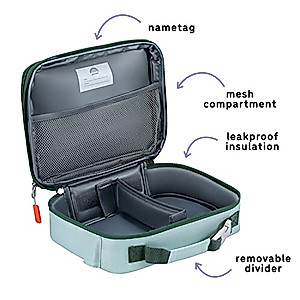 uninni Mint Insulated Lunch box for Kids - Age 3+ with Leak-Resistant Storage, Mesh Pocket, Removable Divider for Snacks, Sandwiches and Drinks, BPA-Free Food-Grade lunch bag kids, Girls and Boys