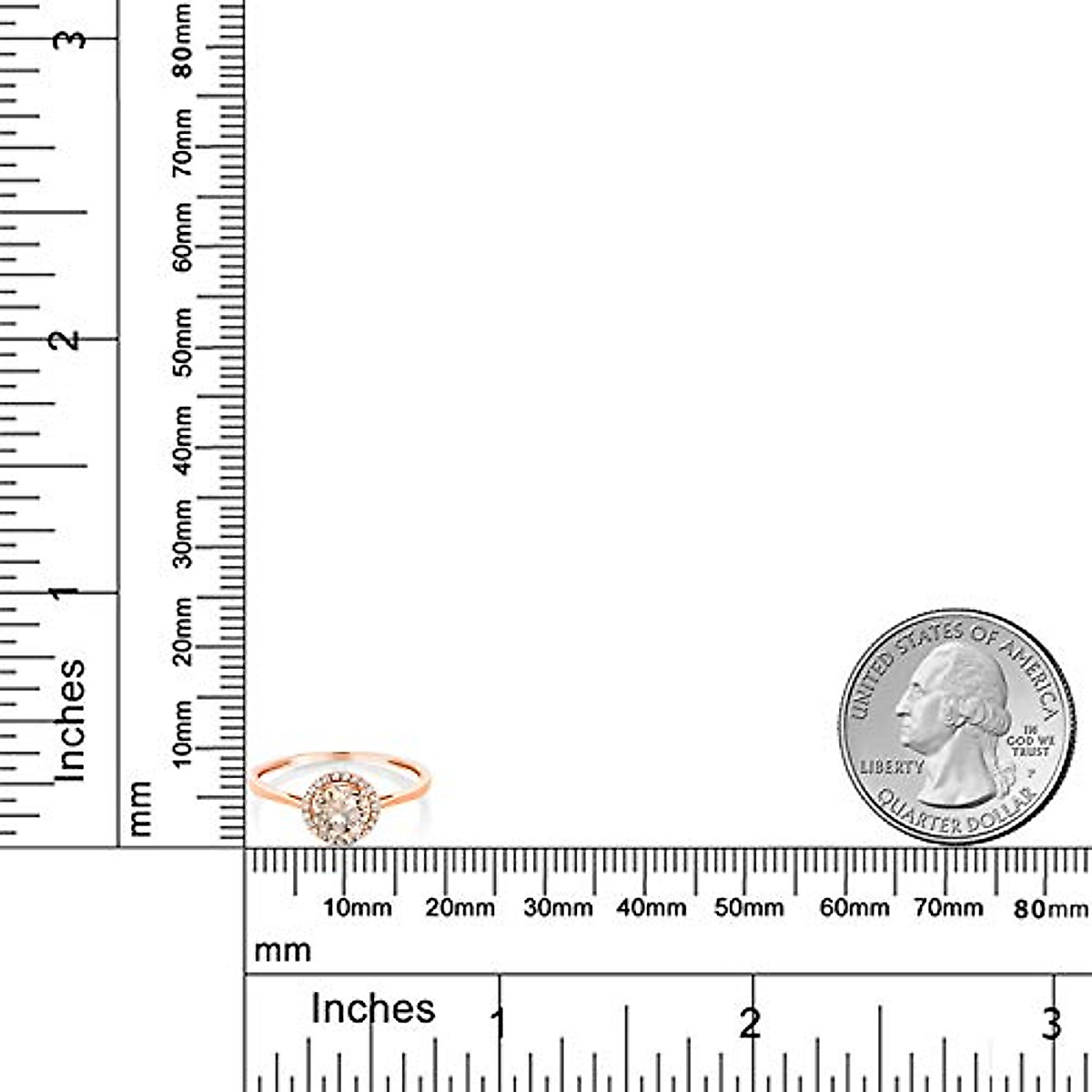 Gem Stone King 10K Rose Gold Gemstone Birthstone & Diamond Halo Promise Wedding Engagement Ring | Round 6MM | Rose Gold Ring For Women