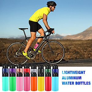 Sunnyray 16 Pcs Aluminum Water Bottle Bulk Multicolor Reusable Sports Bottle with Snap Lids Multipack Vacuum Water Flask for Travel Camping, Picnics, Gym, Hiking, Cycling, Fishing (20 Oz)