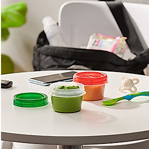 Elegant Disposables Baby Food Storage Containers 12 Pack, 4 ounce Colored Twist on Lids, Plastic, 1/2 Cup Small Freezer Storage Container