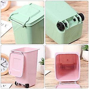 TOYANDONA 4PCS Mini Plastic Trash Can, Storage Bin Desktop Organizer, Wastebasket Trash Can with Lid, Tiny Desktop Waste Garbage Bin for Home Office Kitchen