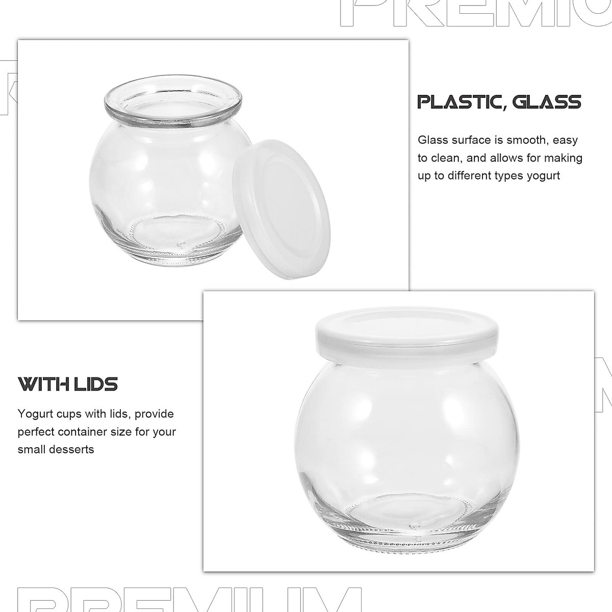 Hemoton 2pcs spherical pudding bottle glass honey bottles glass candy jars yogurt jars with caps yogurt storage glasses nuts jars mason jar glasses glass pudding jars with cover plastic