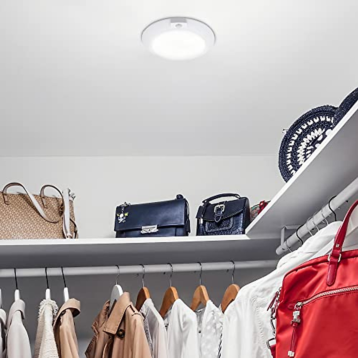 Maxxima 6 in. Round Motion Sensor LED Ceiling Mount Light Fixture - 3000K Warm White, 600 Lumens, Indoor Dome Light, Ideal for Closet, Hallway, or Kitchen Pantry Lighting