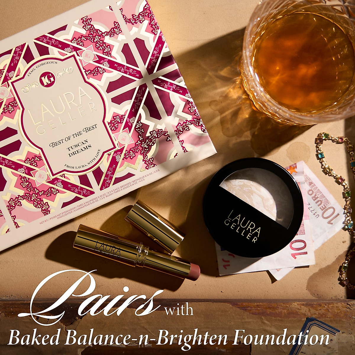 LAURA GELLER NEW YORK The Best of the Best Baked Palette - Tuscan Dreams - Full Size - Includes Bronzer, Blush, Highlighter and 6 Eyeshadows - Travel-Friendly