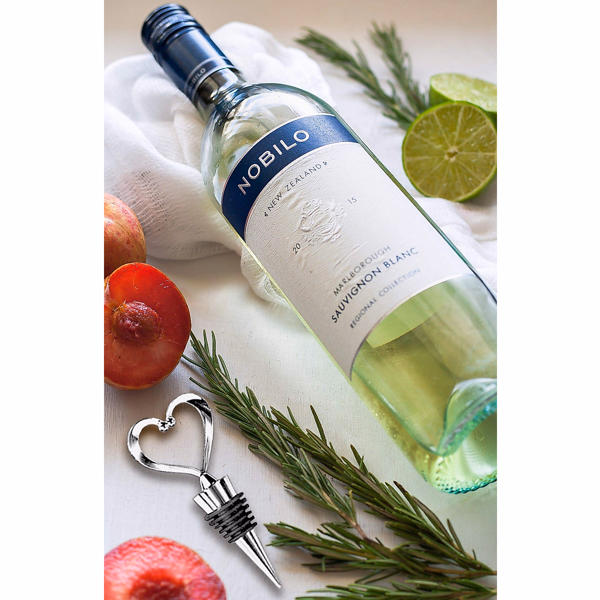 Fashioncraft Heart Wine Bottle Stopper, Decorative Beverage Cork Topper Saver, Metal with Reusable Rubber Plug, for Wedding Favors, Party, Baby Shower - Love Design Heart Shape - Chrome (1 Pack)