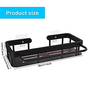 Misounda Shower Caddy Adhesive Shower Organizer Wall Mounted Shower Shelves with Towel Bar No Drilling Bathroom Organizer Shower Storage for Dorm Bathroom Toilet Kitchen-Black