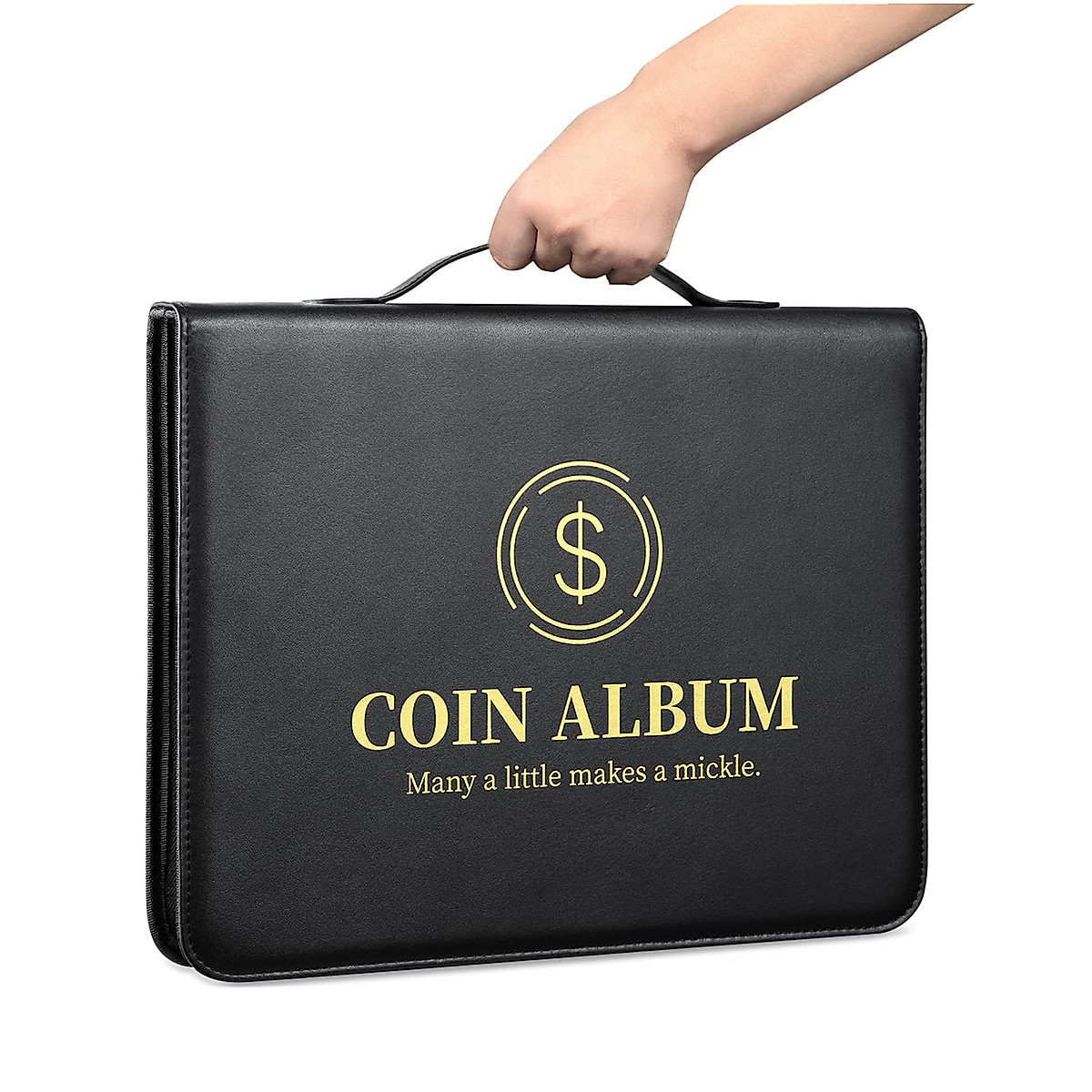 MUDOR Coin Collection Holder Album for Collectors, 310 Pockets Coin and Currency Collecting Binder Book with Zipper and Handle, Album Supplies