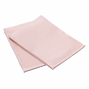 Amazon Basics 100% Polyester Satin Pillowcases for Hair and Skin, Envelope Closure - Blush, Standard, Pack of 2, 26"L x 20"W