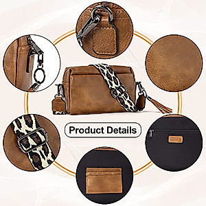 JANZORE Women Crossbody Bag Camera Bag Handbag Cross Body Purse Shoulder Bag Small Triple Zip Vegan Leather Wide Strap(Brown)