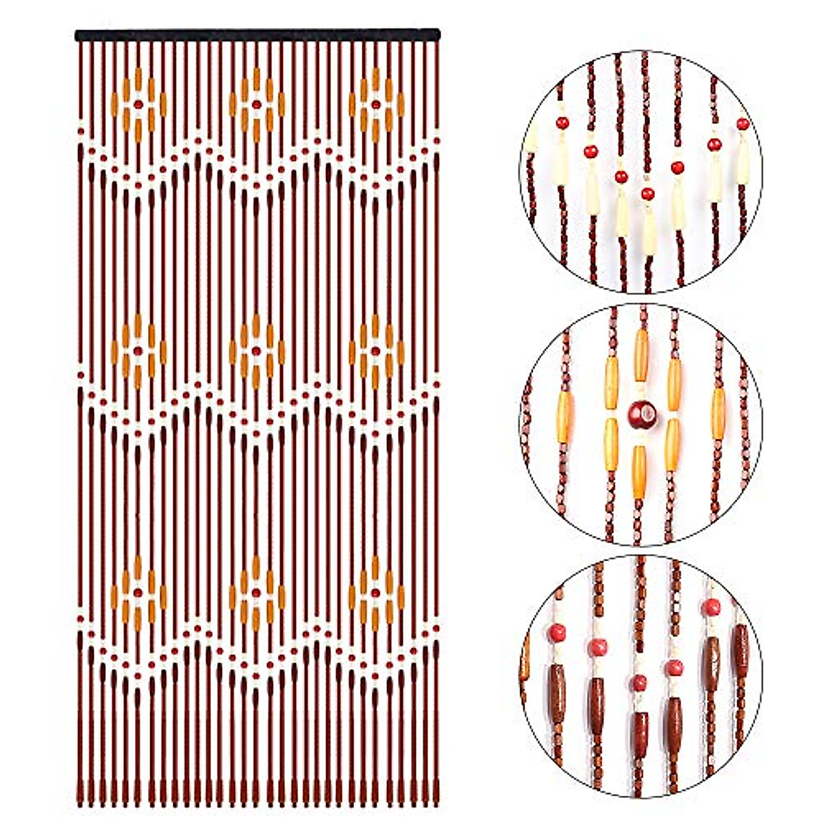 HaroldDol Natural Wood Beaded Curtains for Doorways-31 Strands, High-Bamboo and Wooden Doorway Beads for Doorway Room Divider Door, 35.5" W x 86.6" L