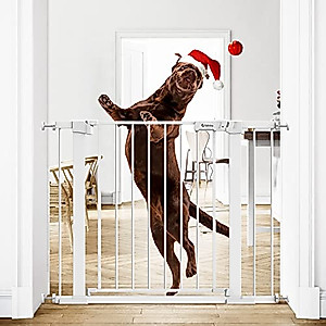Tokkidas 29.5"-40.6" Auto Close Baby Gate, Extra Wide Child Gate with Door, Easy Walk Thru Dog Gate for Stairs, Doorways, House, Includes 2.75" & 5.5" Extension, Pressure Mounted Kit NO Drilling