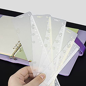 10pcs A6 Binder Dividers Ruler Gold Stamping 15cm Scale 6 Holes Gilding PP Bookmark Ruler for Loose Leaf 6 Rings Binder Notebook Accessories Planner Snap in Bookmark Divider Measuring Rulers Set