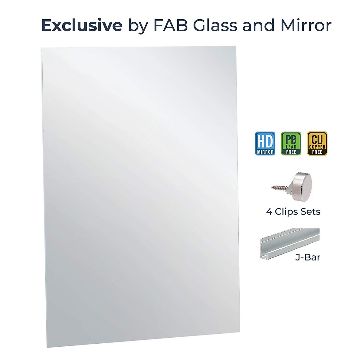 Fab Glass and Mirror Full Length Mirror 1/4" Thick Frameless Activity Mirror for Gym and Dance Studio Mirrors, Vanity Mirror - Flat Edge Standard Mirrors, 48" x 72"