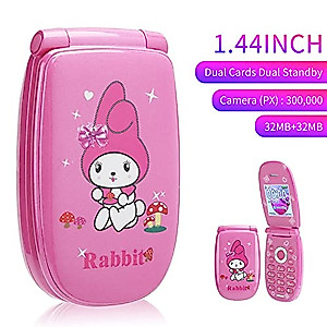 Dpofirs Portable Cute Flip Mobile Phone, Smallest Mobile Phone Toy for Kids Toddlers Students, 1.44in Mini Cell Phone, Mini Phone Gifts for Kids(Pink)