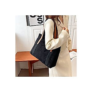 Ulisty Women Corduroy Pockets Tote Bag Casual Shoulder Bag Daily Shopping Bag Fashion Handbag green