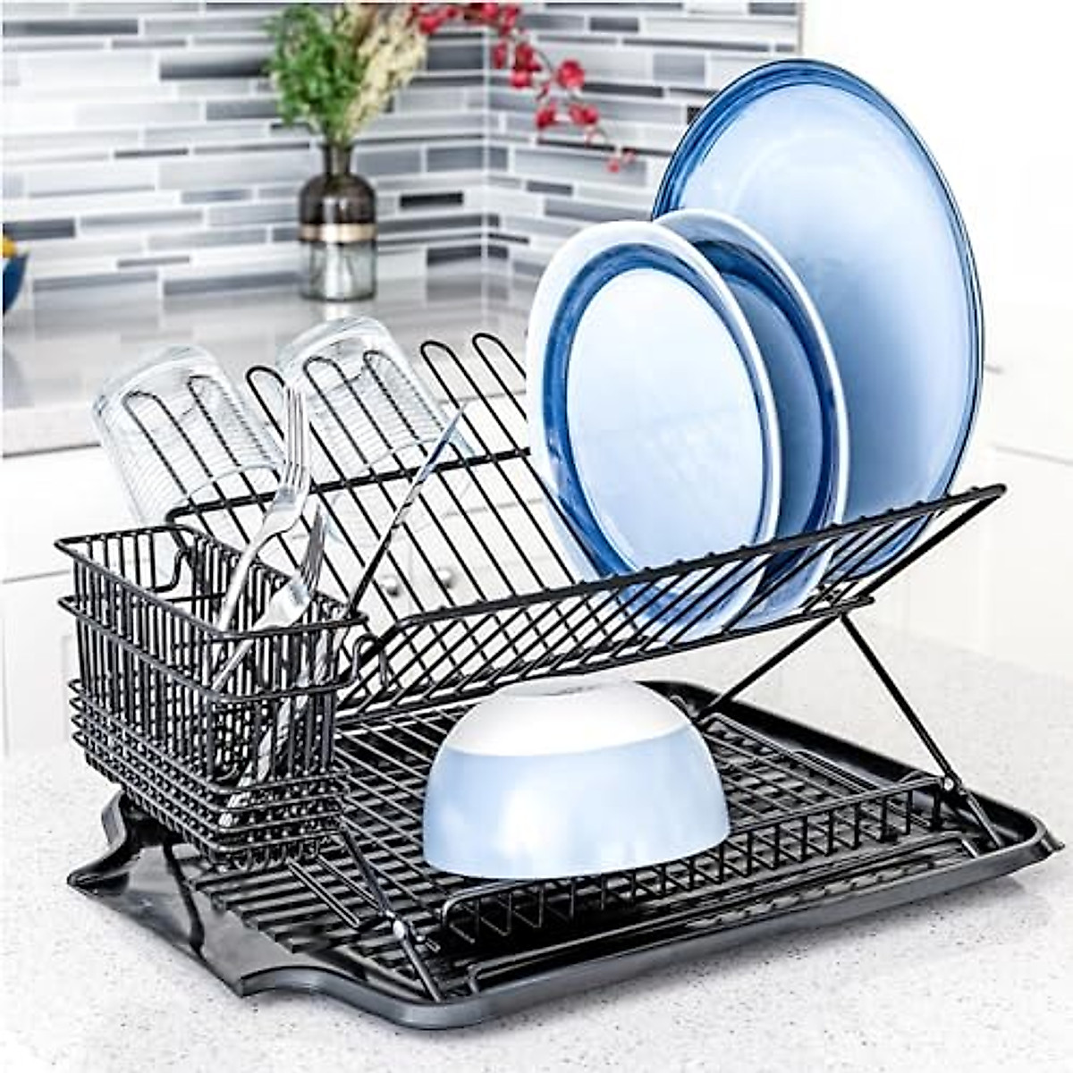 Better Houseware Drain Boards for Kitchen Counter 19.6 x 15.6 x 1.5 Almond Dish Drainer Mat Shields Countertops from Water Damage