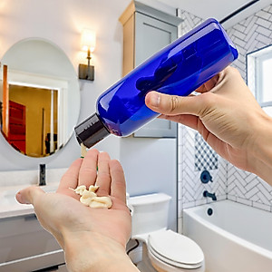 Cornucopia Brands 8oz Plastic Squeeze Bottles w/Disc Top Flip Cap (6-Pack, Blue); BPA-Free Containers For Shampoo, Lotions, Liquid Body Soap, Creams