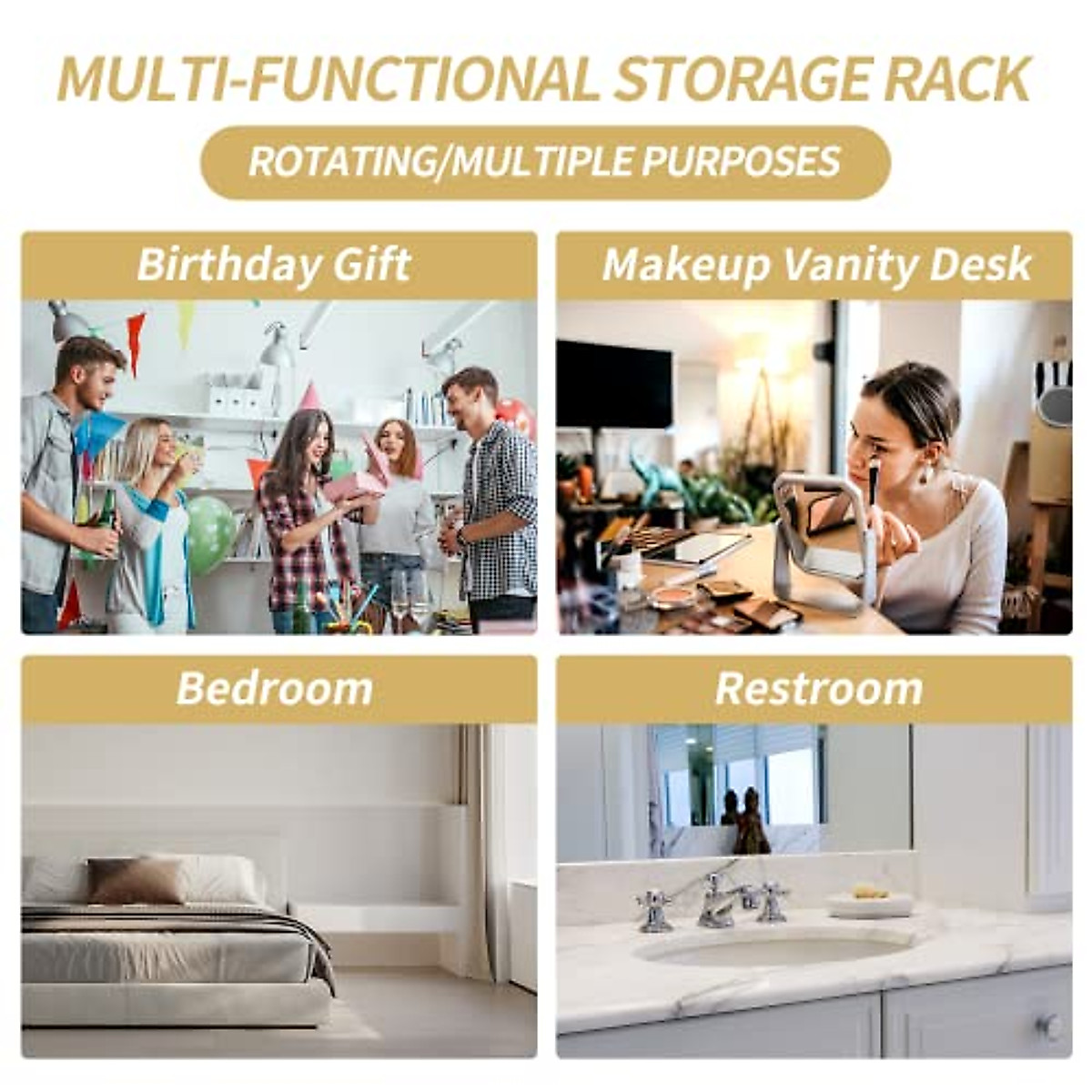 360° Rotating Makeup Organizer, Bathroom Makeup Carousel Spinning Holder Rack, Large Capacity Cosmetics Storage Box Vanity Shelf Countertop, Fits Cosmetic, Perfume (Transparent 3 Layers)