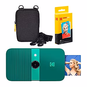 KODAK Smile Instant Print Digital Camera (Black/White) Soft Case Kit
