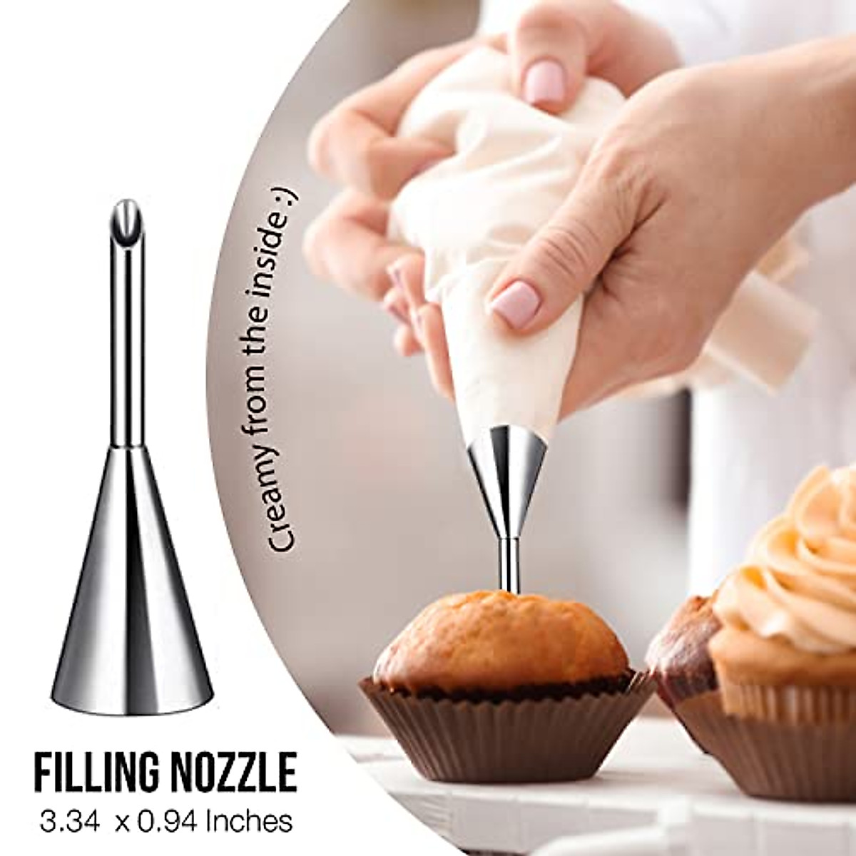 119 Pieces Disposable Piping Bags and Tips Set 12 Inches - 100 Anti Burst Pastry Bags with 8 Nozzle Tips, 3 Bag Ties and 3 Cake Scrapers, icing piping kit, for Frosting and Cookie decorating & more