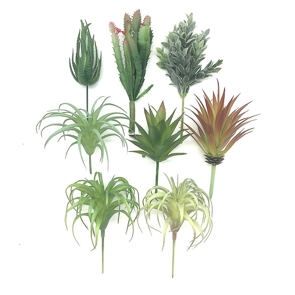 EBUYOM 8 PCS Artificial Succulents Plants Lifelike Air Plants Floral Tree Arrangement Assorted Faux Greenery Artificial Plants Set Garden Home Office DIY Decoration Ornament