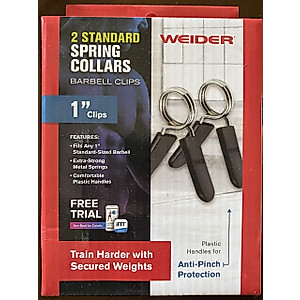 Weider Strength Standard Spring Clip Collars Safety Clips, Gray
