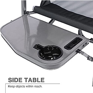 EVER ADVANCED Lightweight Folding Directors Chairs Outdoor, Aluminum Camping Chair with Side Table and Storage Pouch, Heavy Duty Supports 350LBS,Green