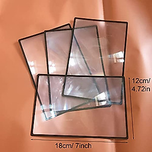 4pcs Page Magnifier for Reading, 3X Magnifying Lens Sheet/Bookmark Flat Magnifier Lenses Lay on Page, Magnifying Fine Print, Flexible Lens, by HYMAOME