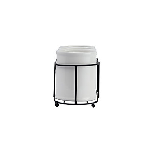 Creative Co-Op Farmhouse Ceramic Crocks in Metal Holder, White and Black