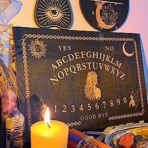 OKDOKEY Black Spirit Board & Tarot Card Stand Kit(3PC) | Black Wooden Laser Engraved Spirit Board | Unique Metaphysical Spirit Game | Talking Board | Seance |Witch Personalized Gift—Classic Series