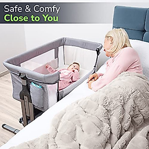 Ocodile Baby Bedside Sleeper, Cosleeping Baby Bed with Adjustable Height, Extra Storage and Integrated Wheels. Bassinets for Newborn Babies