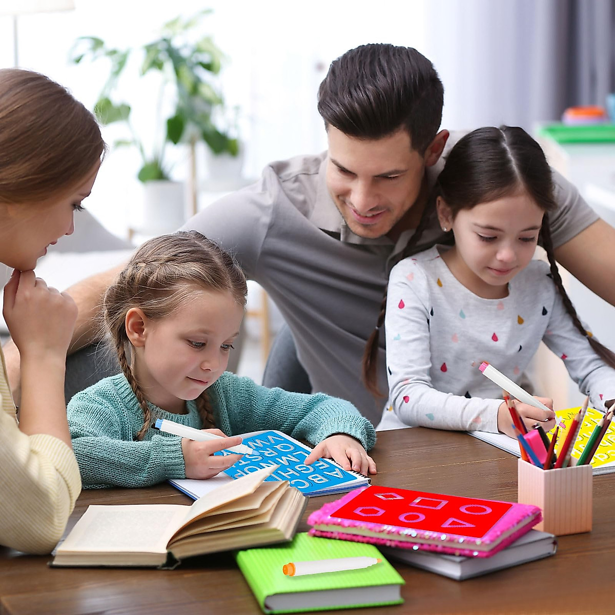 Gersoniel 10 Pieces Preschool Letters and Numbers Alphabet Stencils Colorful Double Sided Tracing Board PET Paint Boards for Painting with Craft Markers Marker Paint Pens Preschool Learning Toys