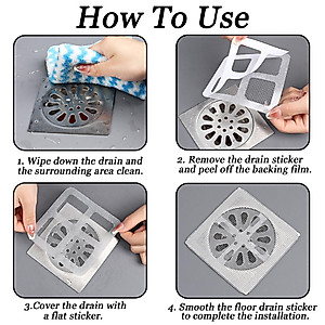 20 Pack Disposable Shower Drain Hair Catcher, 4" X 4" Floor Drain Sticker, 2024 New Drain Cover Hair Catcher for Bathroom Laundry Bathtub Kitchen Drain Pipe Mesh Stickers