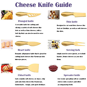 JASHII 6pcs Gold Cheese Butter Spreader Knife Set, Bread Knife Jam Spatula set One-piece 304 Stainless Steel Cheese Knife Set for Thanksgiveing Housewarming Christmas - Spreader knife