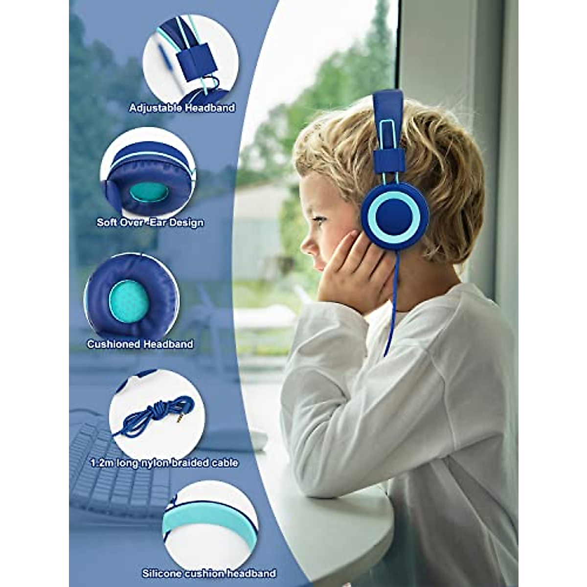 4Pack Kids Headphones with Microphone,Headphones for Kids for School,98db Volume Limited Over-Ear Wired Headphones for Kids Girls Boys,Foldable Toddler Headphones for PC/Laptop/School/Tablet/Travel