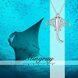 Stingray Necklace 925 Sterling Silver Manta Ray Ocean Animal Tree of life Jewelry Birthday Gifts for Women Men Sea Lover