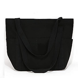 Augbunny XL Heavy Duty Canvas Grocery Bag Multi Purpose Tote Outer Pockets