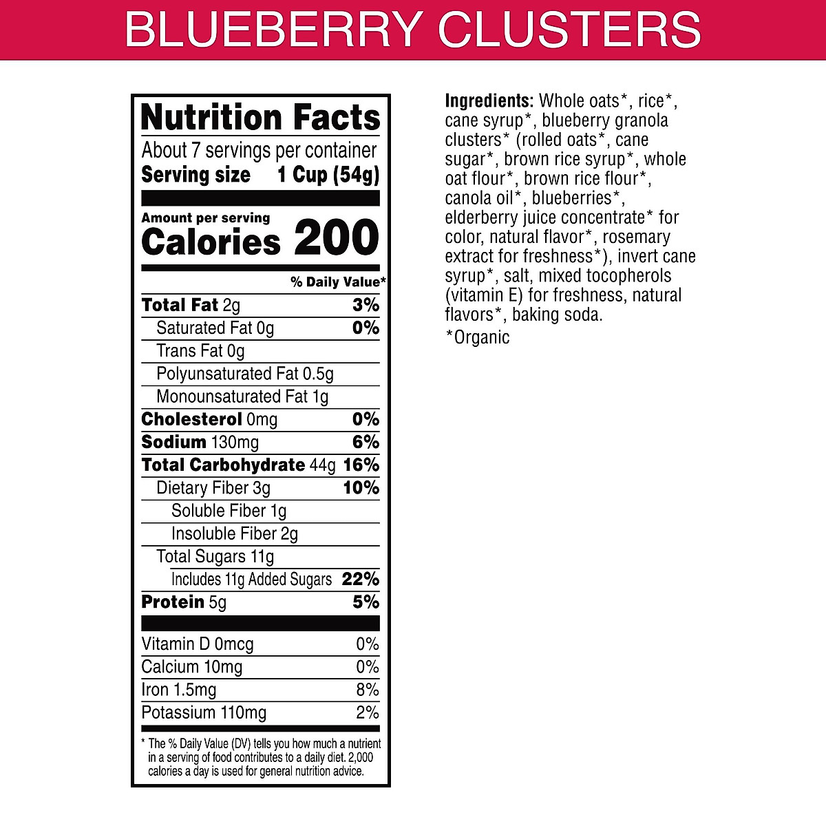 Kashi Cold Breakfast Cereal, Vegan, Organic Fiber, Blueberry Clusters, 13.4oz Box (1 Box)