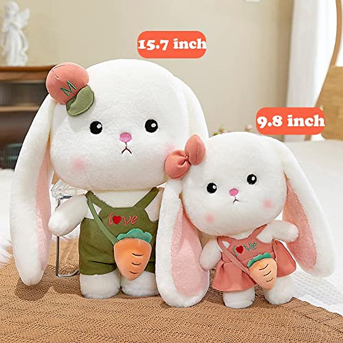 HWD 9.8'' Soft Plush Rabbit Dolls [ Clothes Detachable ], Stuffed Animals Toys, Gifts for Kids Birthday Christmas Day (Pink)