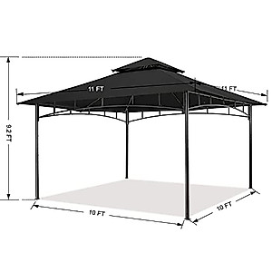 MASTERCANOPY Outdoor Garden Gazebo for Patios with Stable Steel Frame(11x11, Black)