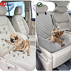 FAREYY Dog Car Seat for Small Dogs, Pet Booster Seat Fully Detachable Washable Dog Seat for Car Travel Dog Bed with Storage Pockets and Clip-On Safety Leash