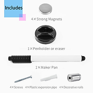 R&G Black Magnetic Dry Erase Board 4x3 Black Glass Dry Erase Board for Wall Black Glass Whiteboard with Eraser Marker (48” x 36”)