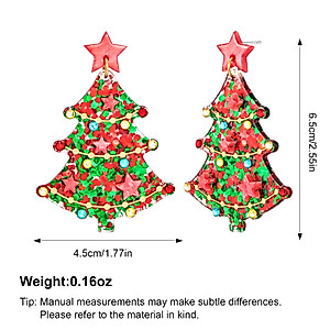 MUYAN Colored Christmas Tree Dangle Earrings for Women Bright Xmas Acrylic Glitter Star Tree Earrings Holiday Jewelry Gift