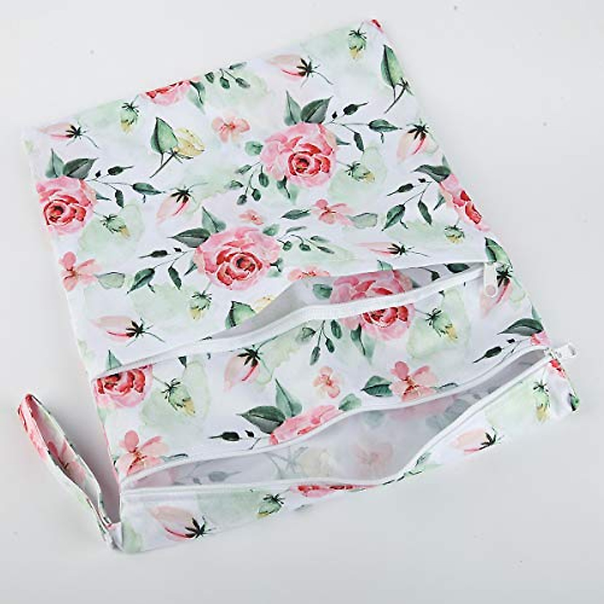 Sigzagor Wet Dry Bag Baby Cloth Diaper Nappy Insert Reusable Washable (Pink Flowers)