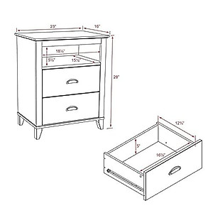 Prepac Yaletown 2-Drawer Tall Nightstand, White